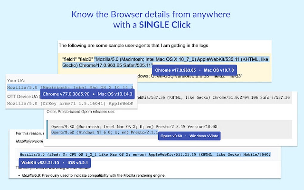 User Agent Parser Google Chrome 용 - 확장 프로그램 다운로드