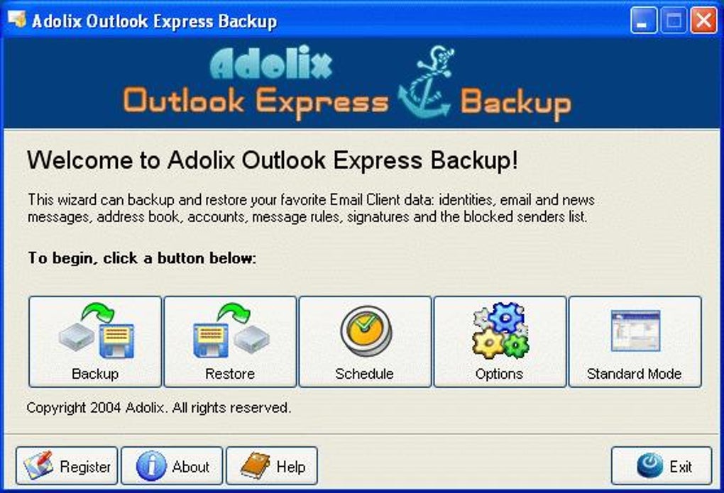 Adolix Outlook Express Backup - Descargar