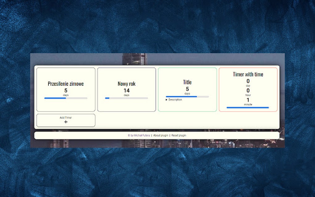 Countdown timer by Michal cho Google Chrome - Tiện ích mở rộng Tải về