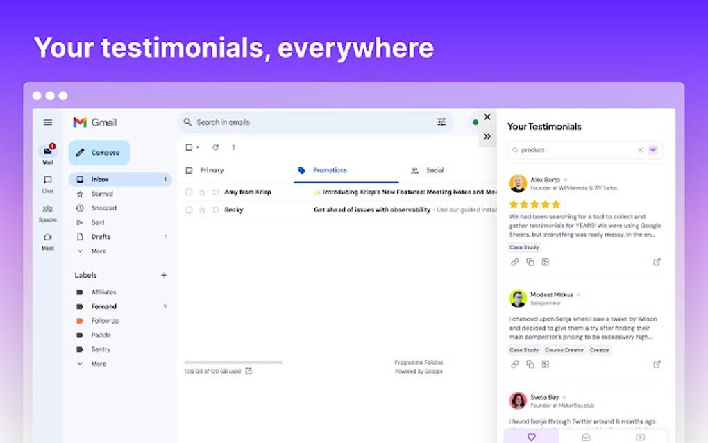 Senja - Testimonial Extension สำหรับ Google Chrome - ส่วนขยาย ดาวน์โหลด