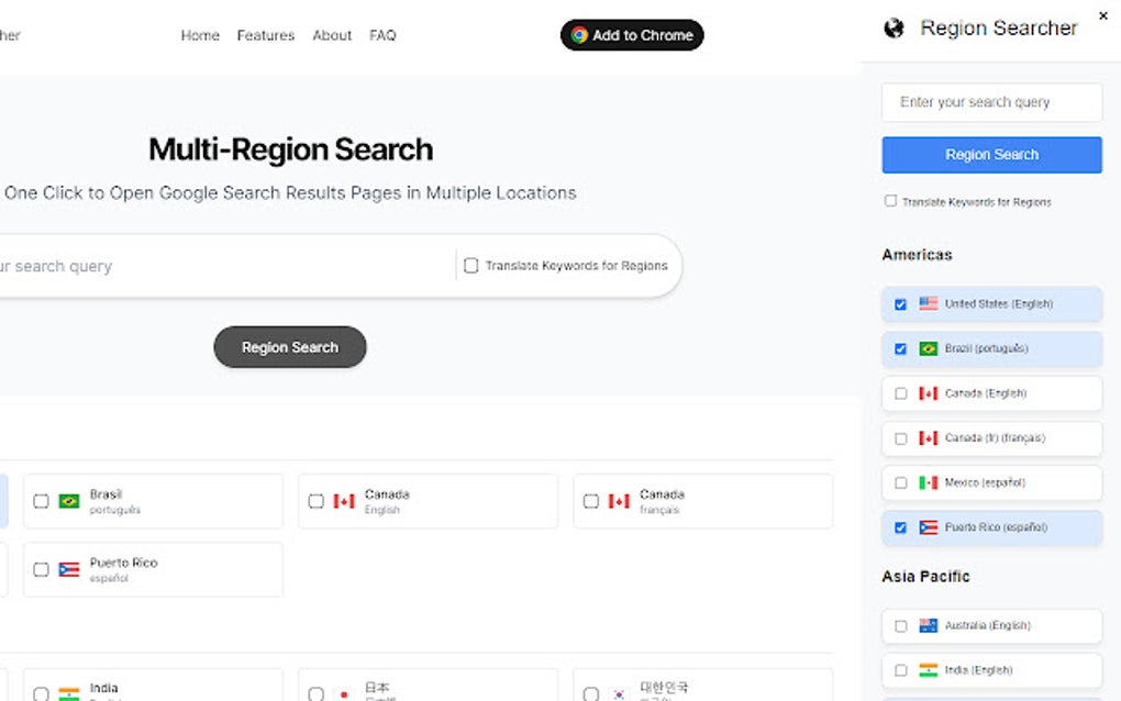 Region Searcher for Google Chrome - Extension Download