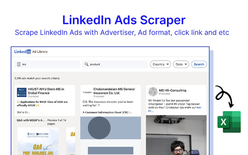 LinkedIn Ads Scraper สำหรับ Google Chrome - ส่วนขยาย ดาวน์โหลด
