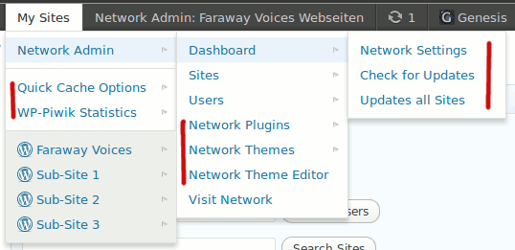 Multisite Toolbar Additions para WordPress - Descargar