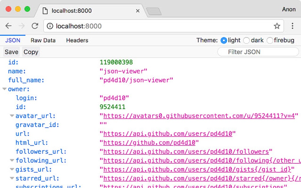 JSON Viewer per Google Chrome - Estensione Download