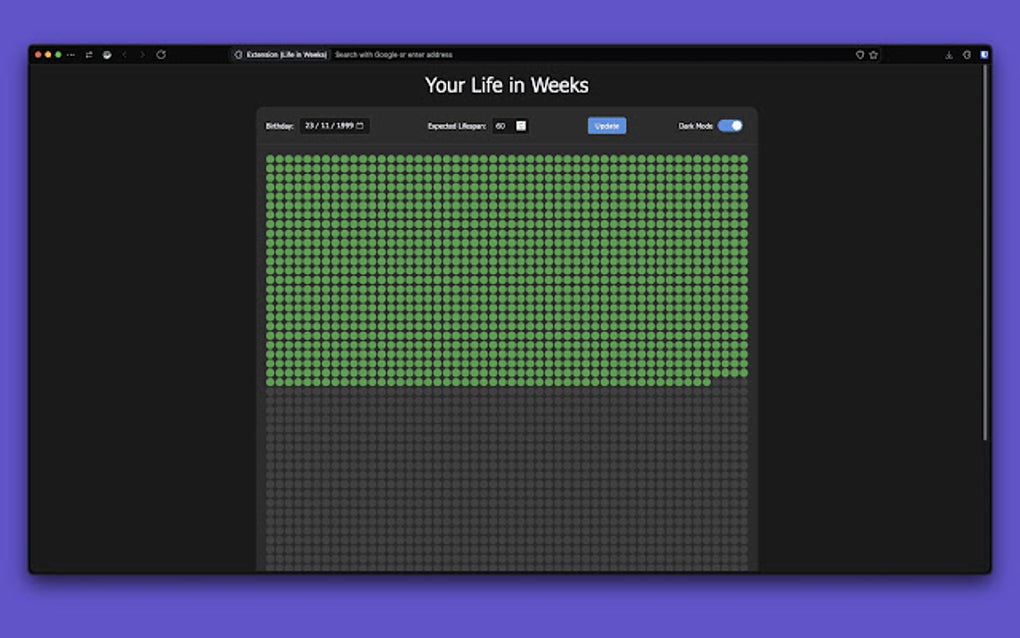 Life in Weeks Google Chrome 용 - 확장 프로그램 다운로드