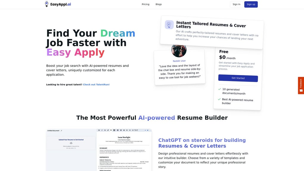 AI 필기 보조기를 위한 Easy Apply - 리뷰, 기능 및 사용 사례