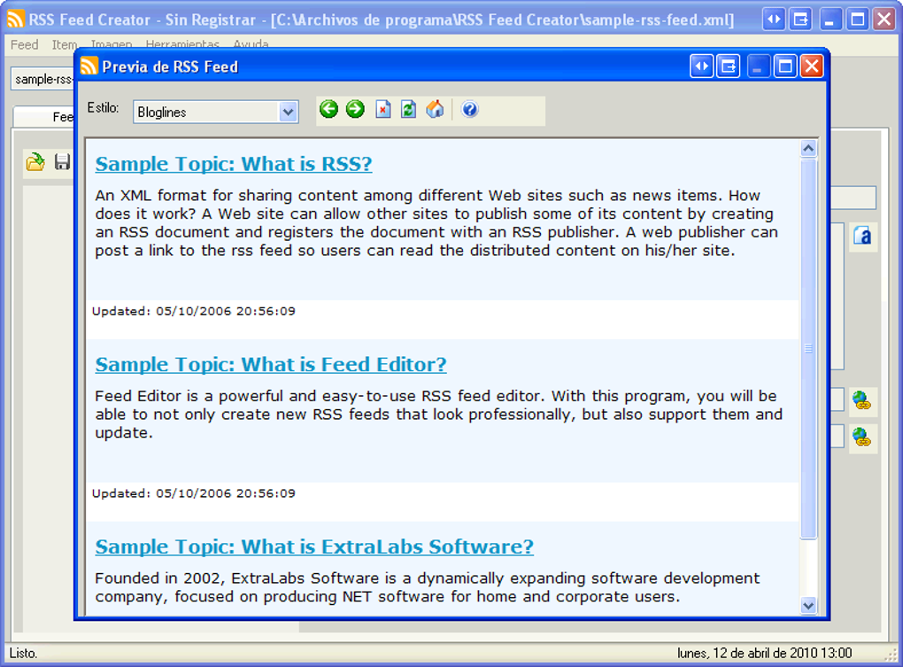 RSS Feed Creator - Descargar