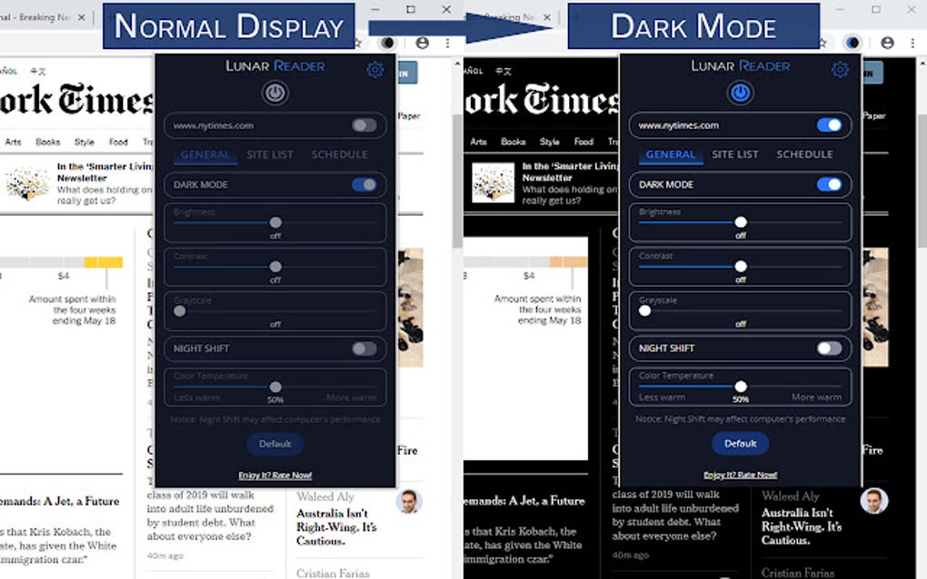 Lunar Reader - Dark Theme & Night Shift Mode para Google Chrome - Extensión Descargar