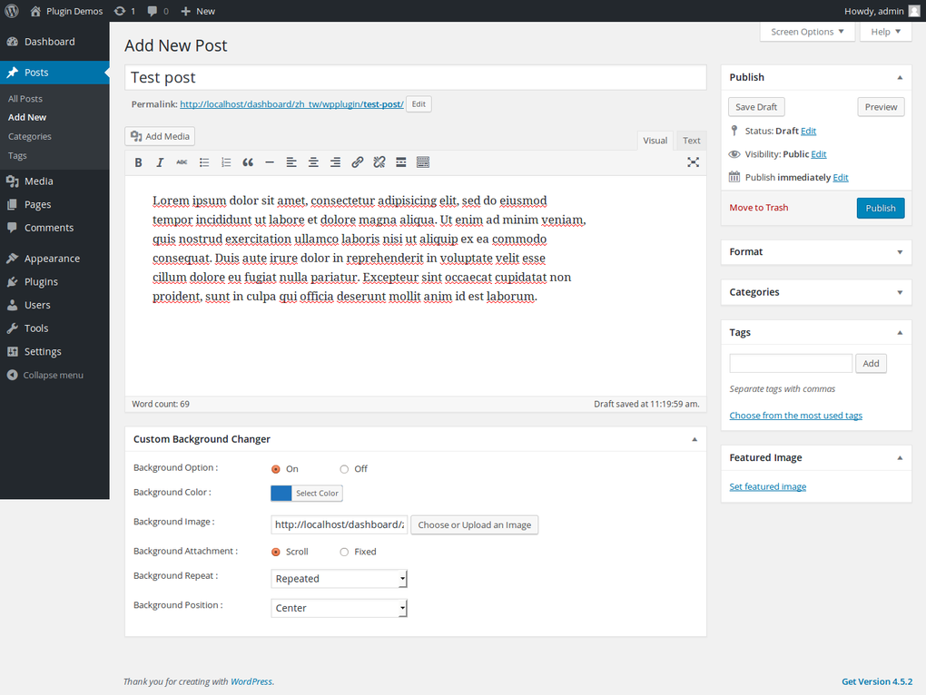 Custom Background Changer for WordPress - Download