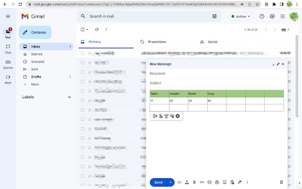 Quick Table for Gmail Google Chrome 용 - 확장 프로그램 다운로드
