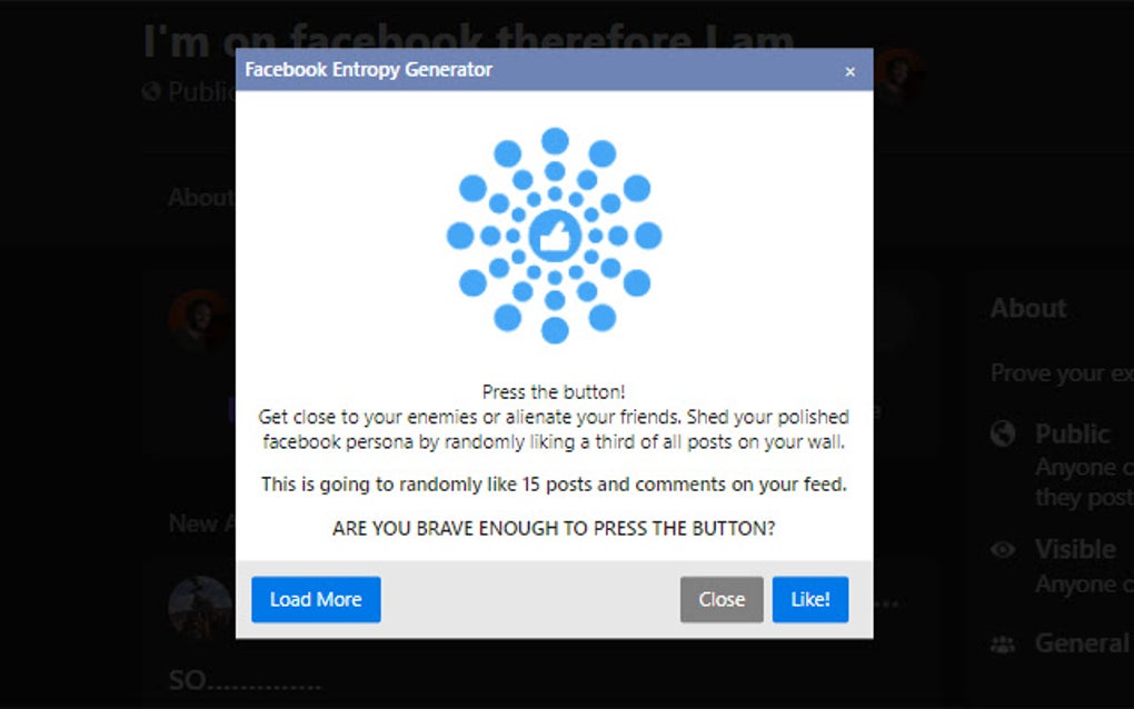 Facebook Entropy Generator Google Chrome 용 - 확장 프로그램 다운로드