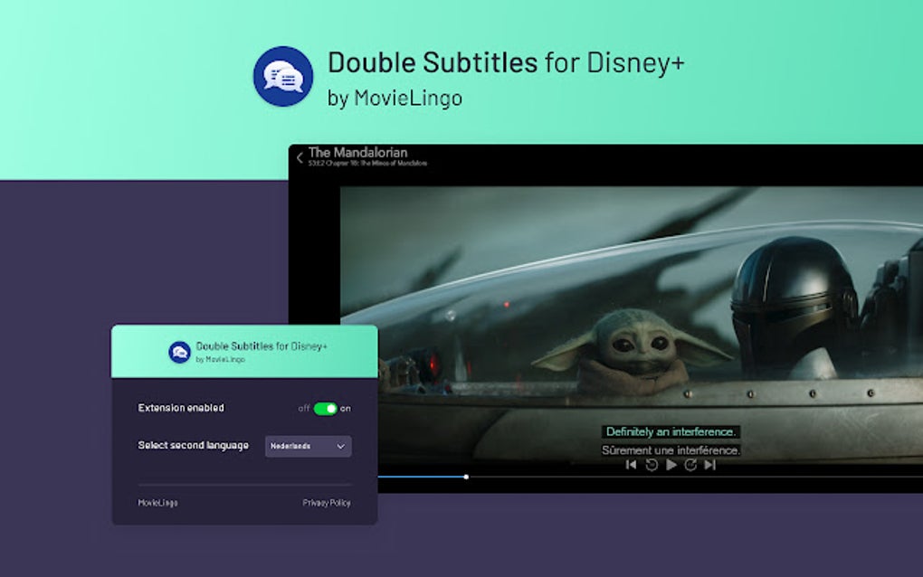 Double Subtitles for Disney+ by MovieLingo for Google Chrome ...