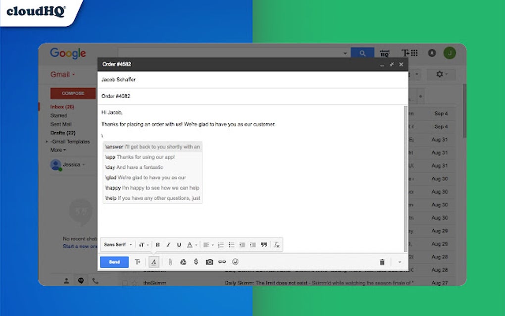 Gmail Snippets by cloudHQ for Google Chrome - Extension Download