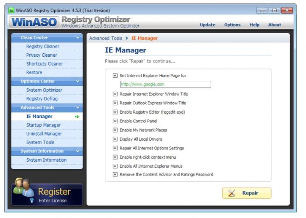 WinASO Registry Optimizer - Descargar