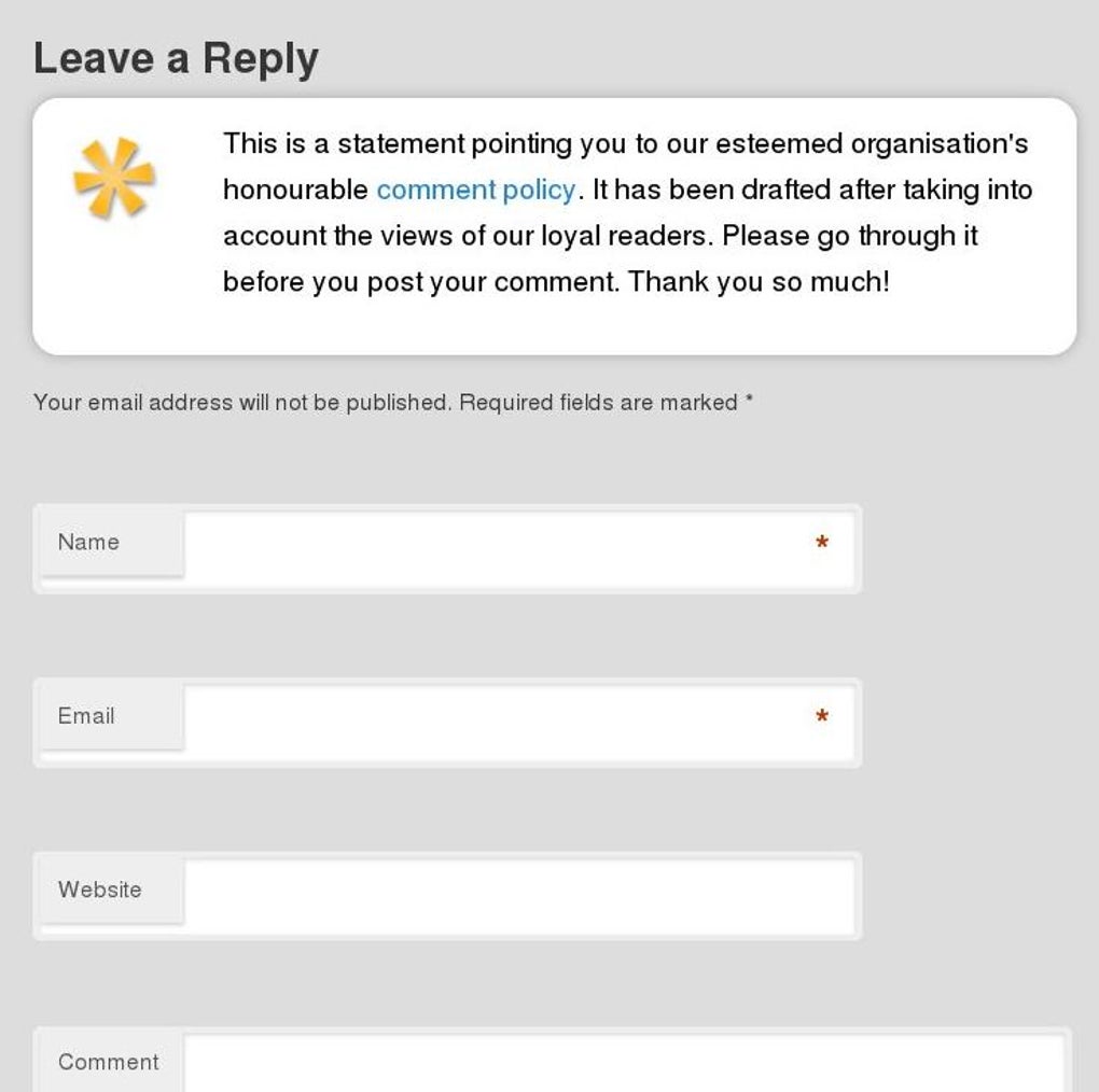 Comment Form Message for WordPress - Download