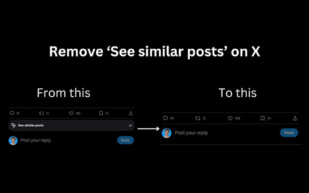 Remove 'See similar posts' button on X Google Chrome 용 - 확장 프로그램 다운로드