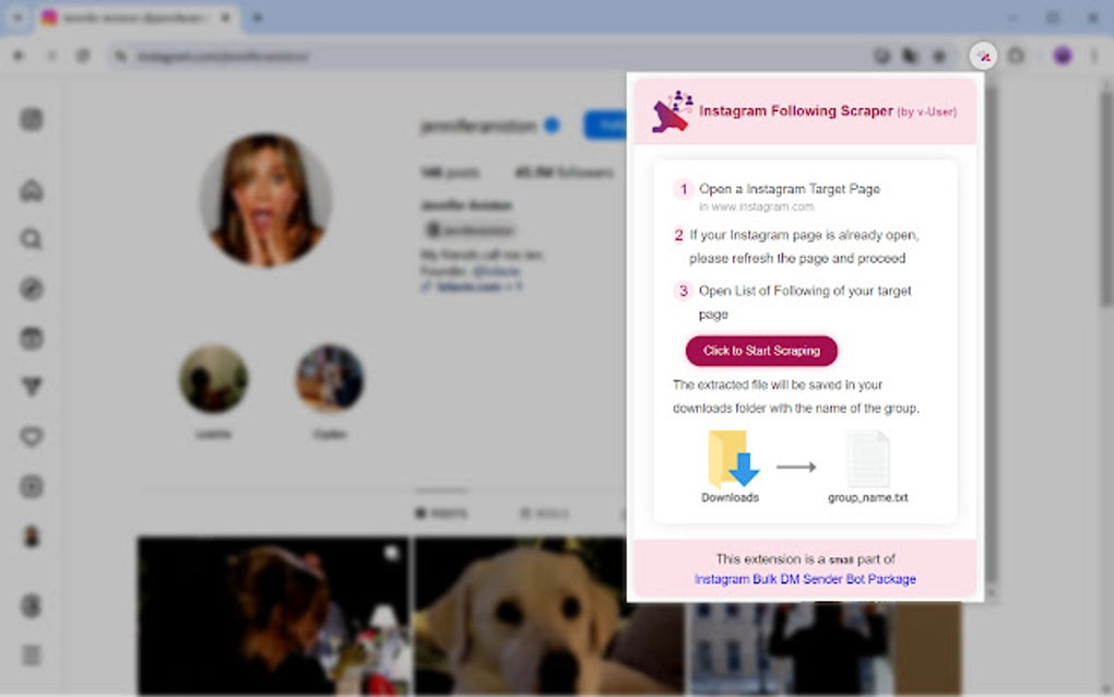 Instagram Following Scraper (by v-User) for Google Chrome - Extension ...