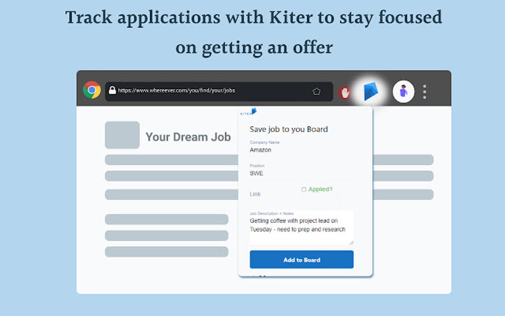 Kiter Job Application Tracker para Google Chrome - Extensión Descargar