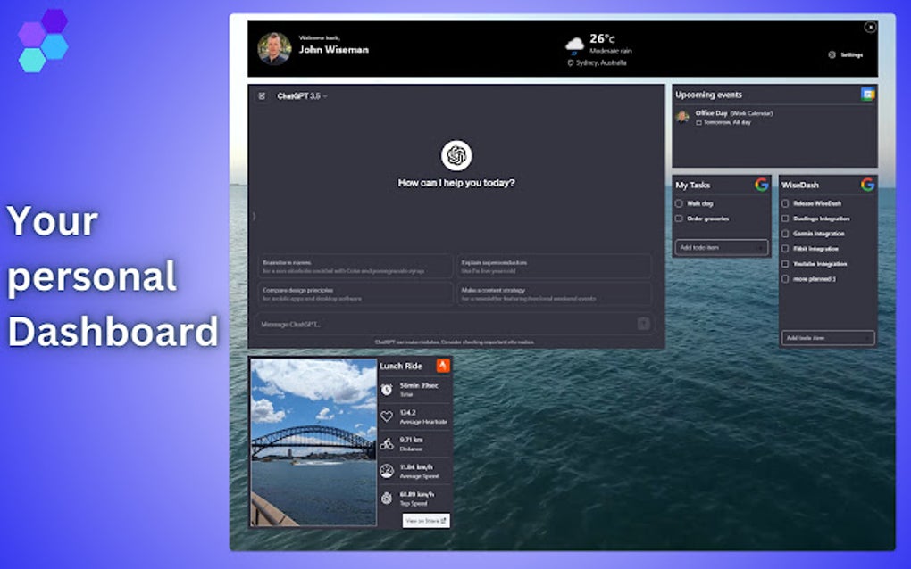 Wise Dash: Your personal new tab dashboard! for Google Chrome - Extension Download