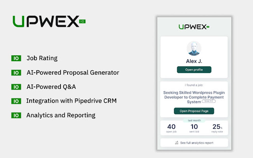 Upwex - AI Tools for Upwork para Google Chrome - Extensão Download
