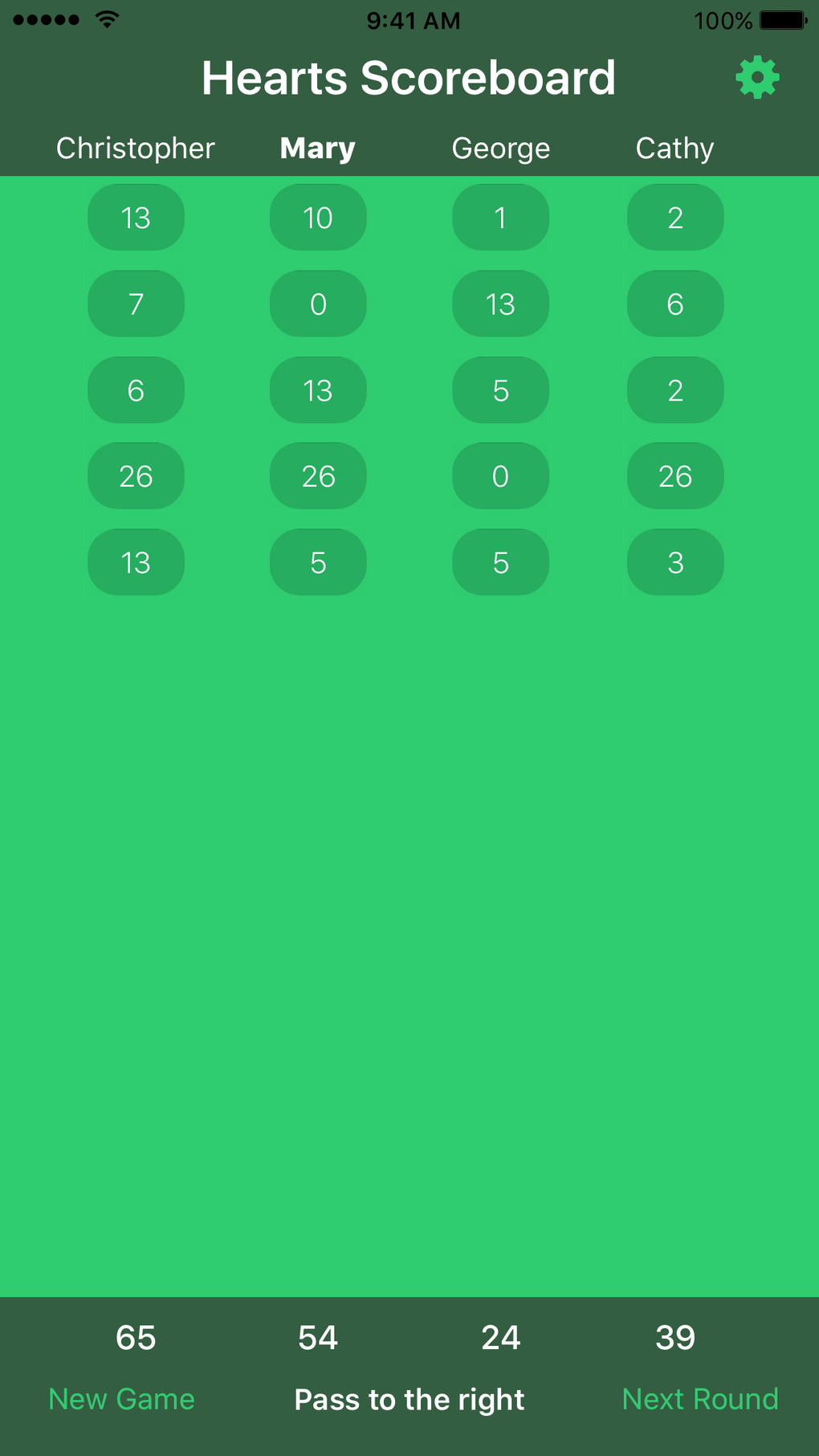 Hearts Scoreboard - Keep Track of your Hearts Scores for iPhone - Download