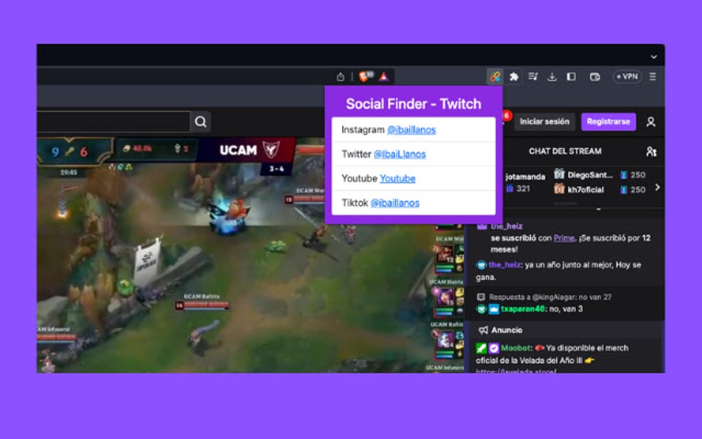 Social Finder - Twitch pour Google Chrome - Extension Télécharger