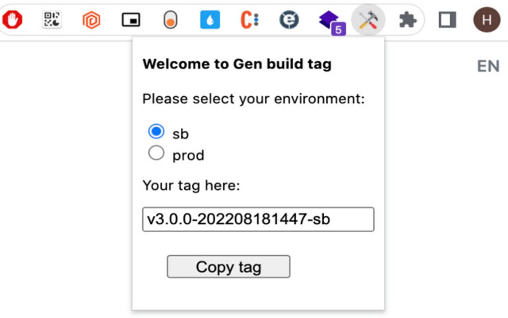 Gen build tag Google Chrome 용 - 확장 프로그램 다운로드