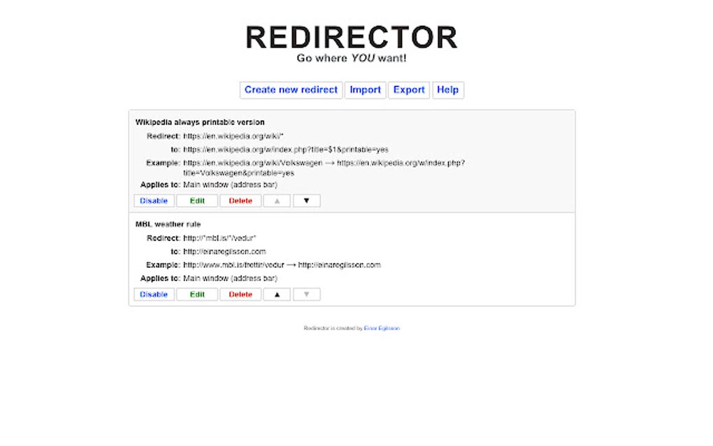 Redirector สำหรับ Google Chrome - ส่วนขยาย ดาวน์โหลด