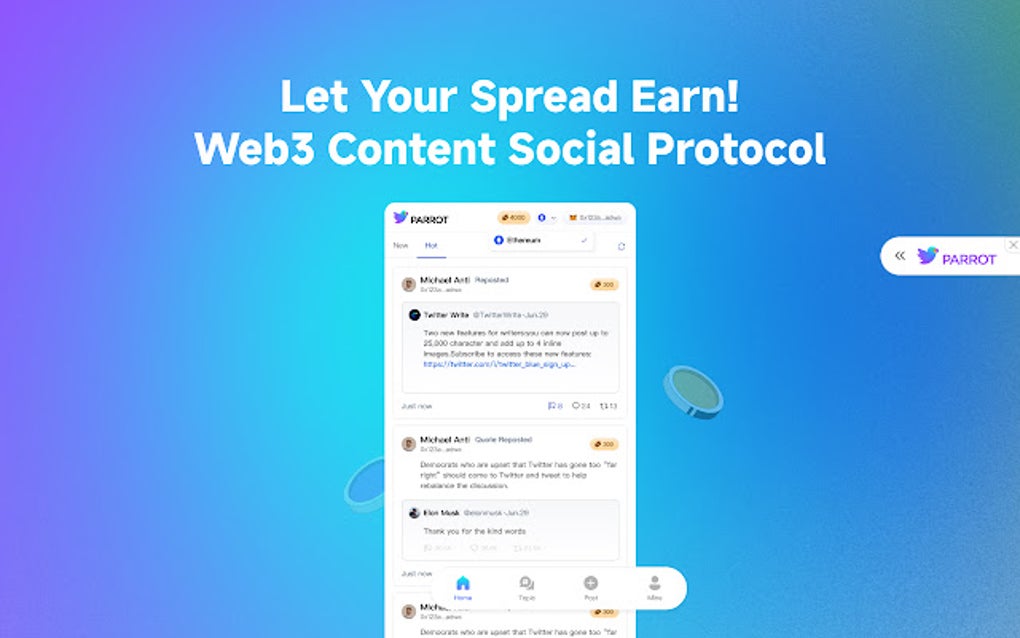 PARROT: Web3 Content Social Protocol para Google Chrome - Extensión Descargar