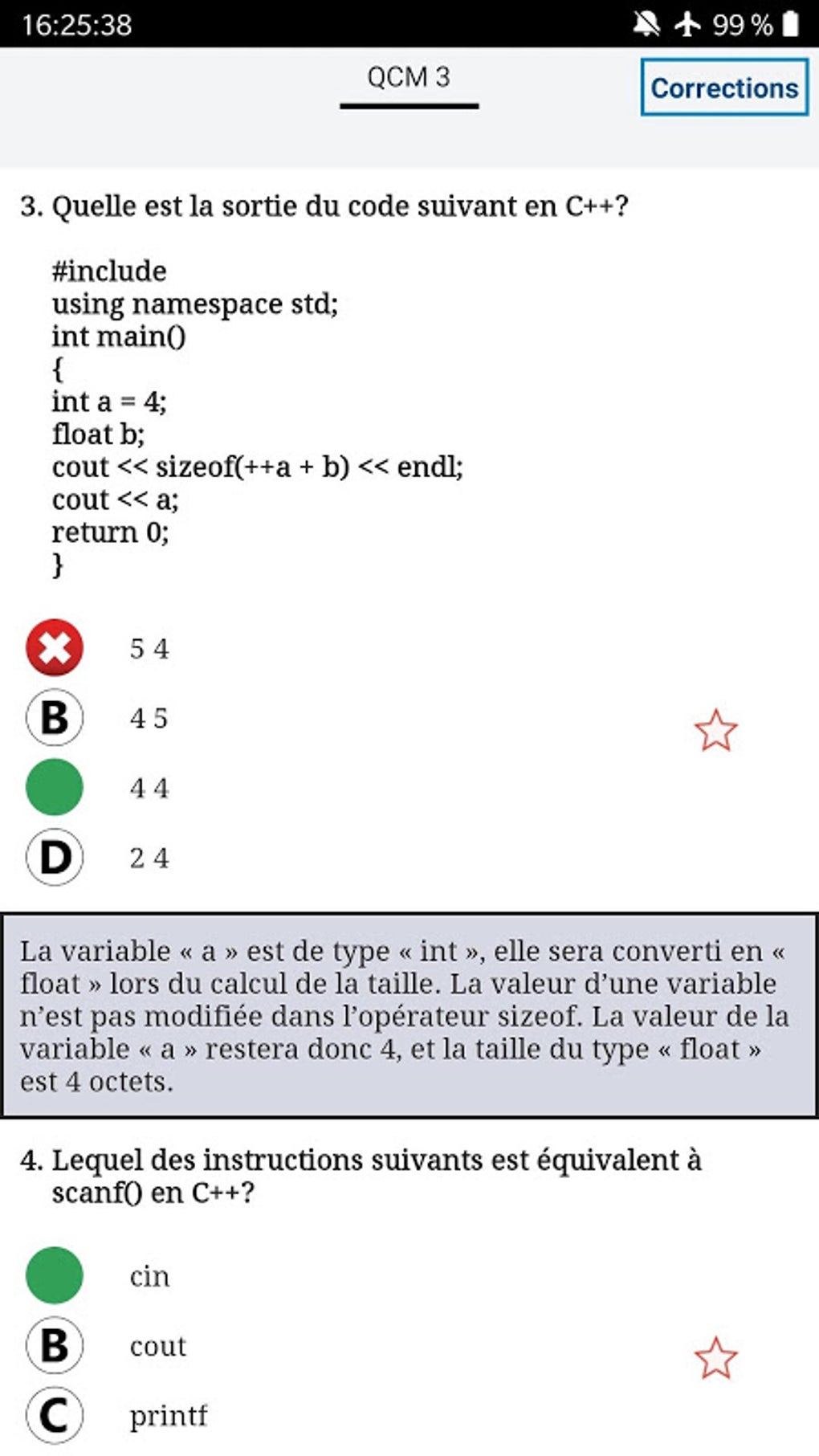 Android 용 QCM C++ Entrainement Avec explications détaillées - 다운로드