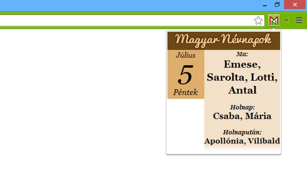 Magyar Névnapok for Google Chrome - Extension Download