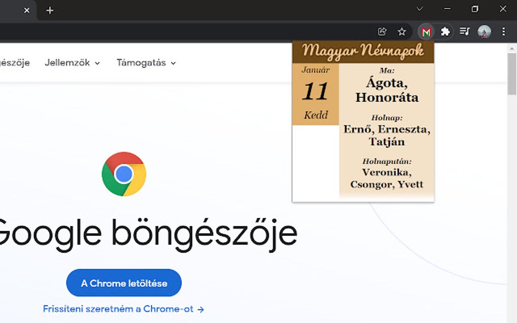 Magyar Névnapok for Google Chrome - Extension Download