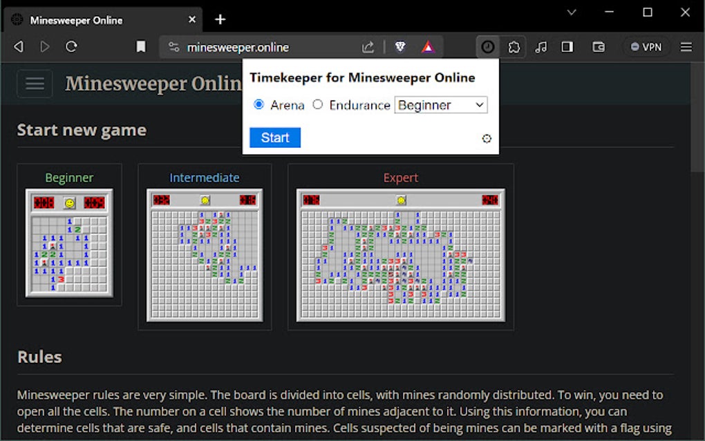 Timekeeper for Minesweeper Online para Google Chrome - Extensión Descargar