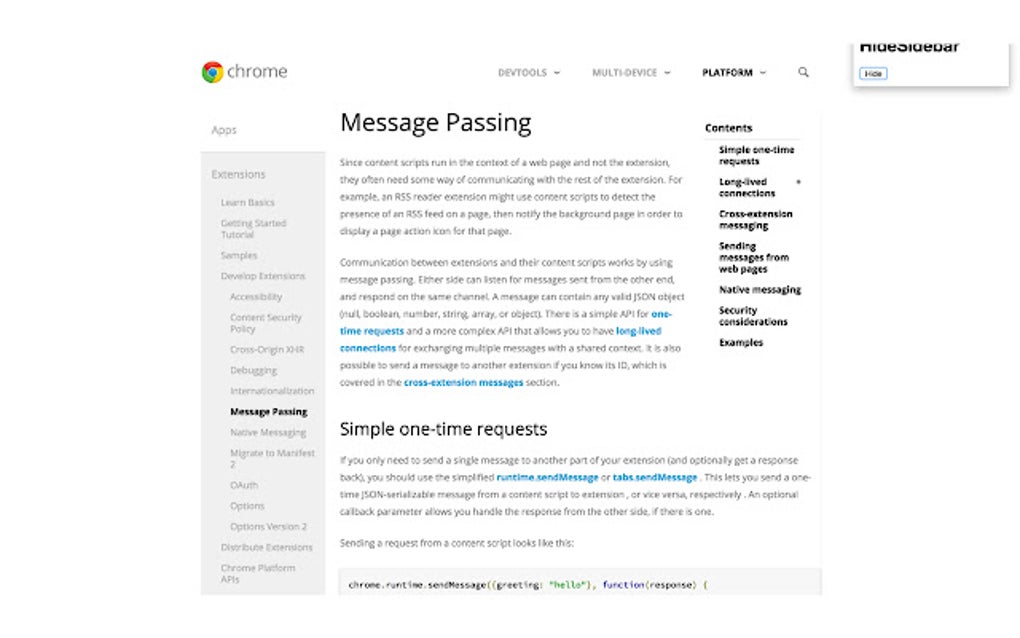 HideSidebar Plugin para Google Chrome - Extensión Descargar