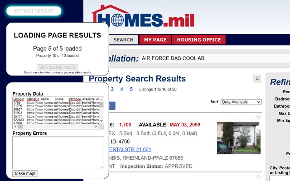 Homes.mil Property Mapper for Google Chrome - Extension Download