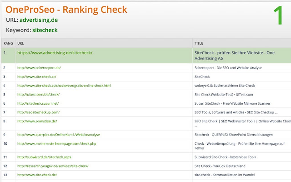 OneProSeo Ranking Check for Google Chrome - Extension Download