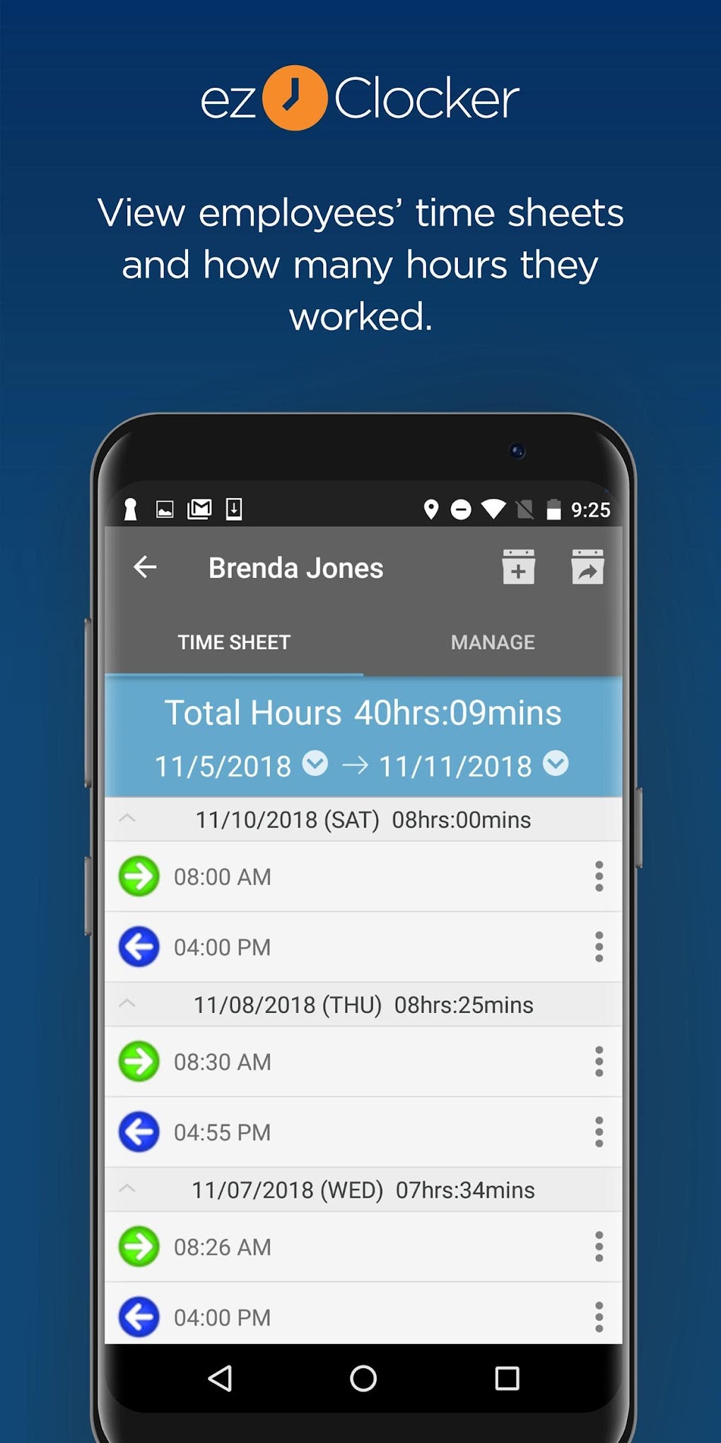 Android 용 ezClocker: Employee Time Tracking and Scheduling - 다운로드