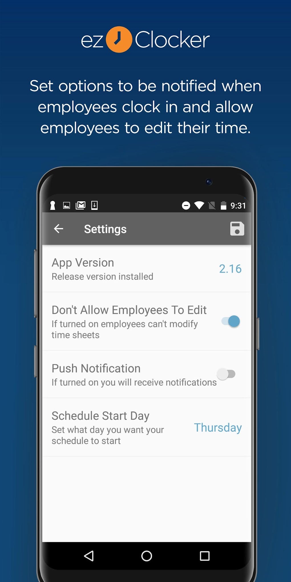 Android 용 ezClocker: Employee Time Tracking and Scheduling - 다운로드