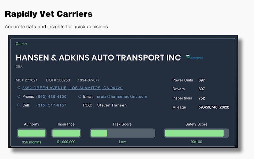 Carrier Vetting & Insights, by CarrierOK สำหรับ Google Chrome - ส่วนขยาย ดาวน์โหลด