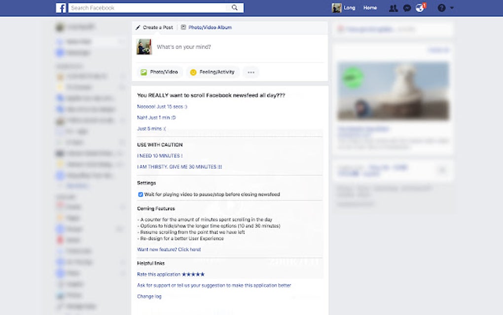 Stop Scrolling Newsfeed for Facebook for Google Chrome - Extension Download