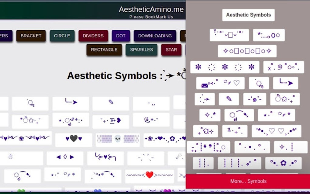 Aesthetic Symbols para Google Chrome - Extensión Descargar