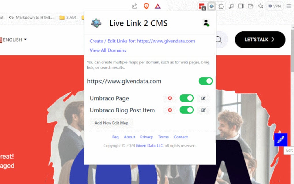 Live Link 2 CMS for Google Chrome - Extension Download