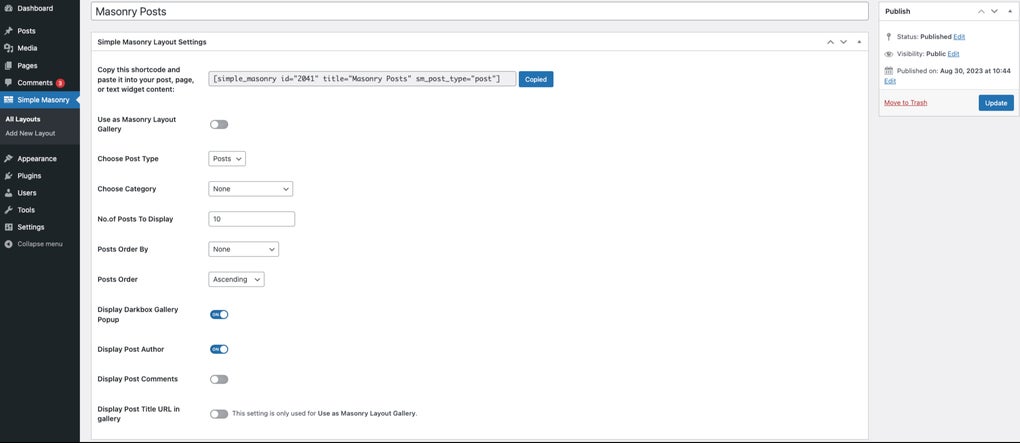 WordPress 용 Simple Masonry Layout - 다운로드