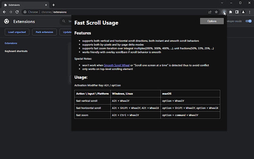 Fast Scroll for Google Chrome - Extension Download