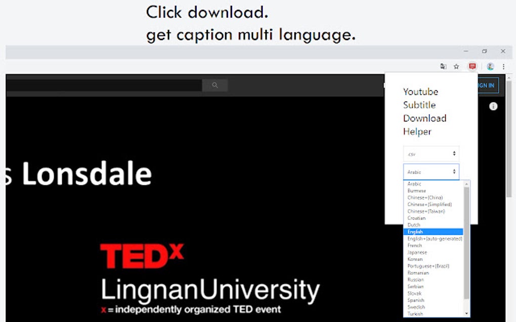 Youtube Subtitle Download Helper for Google Chrome - Extension Download