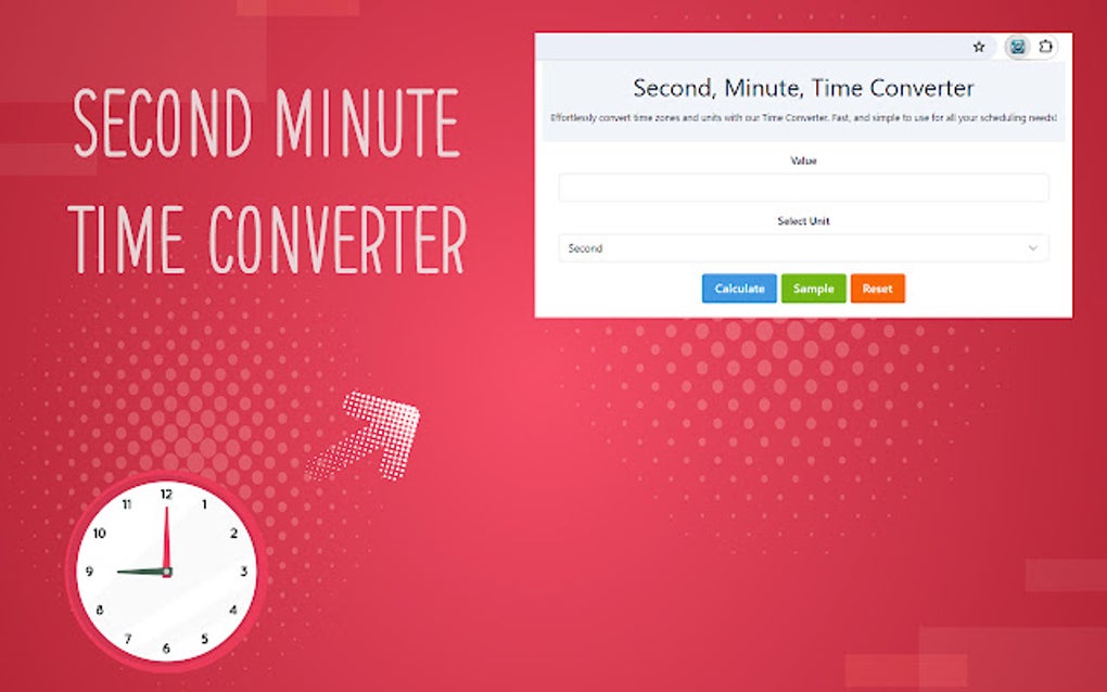 Second, Minute, Time Converter Google Chrome 용 - 확장 프로그램 다운로드