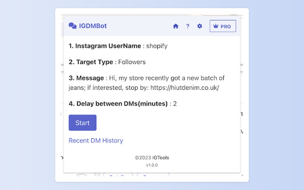 IGDMBot - IG DM Bot & Bulk Message Sender Google Chrome 용 - 확장 프로그램 다운로드