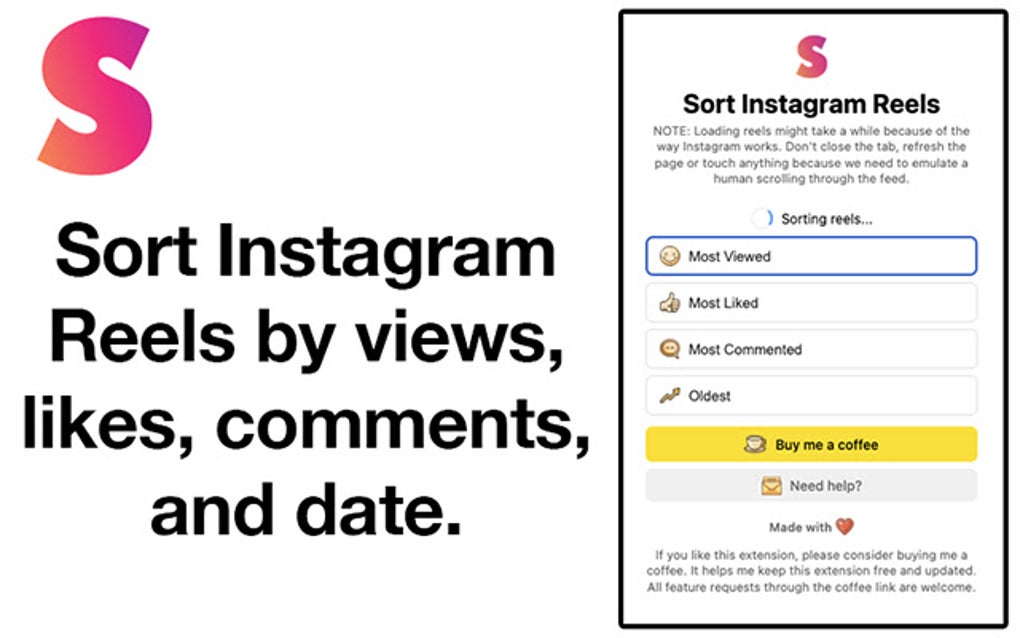 Instagram Reels Sorter para Google Chrome - Extensión Descargar