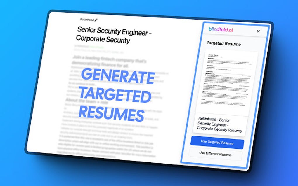 blindfold.ai - targeted resumes using AI Google Chrome için - Eklenti İndir