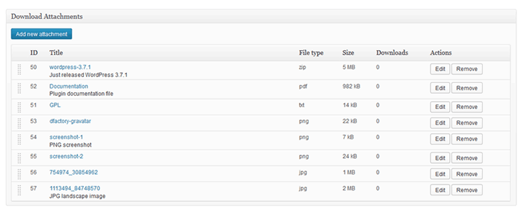Download Attachments para WordPress - Descargar